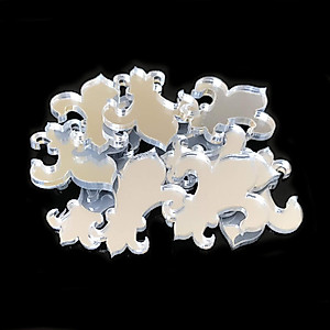 Super Cool Creations Fleur-de-Lis Shaped Crafting Mirrors, Set of 10, Many Colours, Shatterproof Acrylic, Silver Mirror, Pack of 10 x 5cm