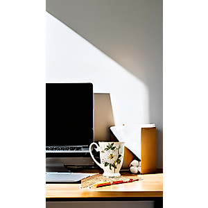 Generic Bone China Coffee Milk Tea Floral 12oz Home Office Cup1, White, bz24052001