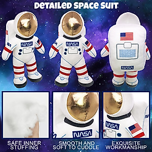 12” Plush Toy Astronaut Figurine, Realistic Astronaut Plush Toy with NASA & USA Flag Arm Patches, Super-Soft Stuffed, Space Decor Astronaut Toys for Kids 3-5, NASA Toys, Toddler Birthday Gift