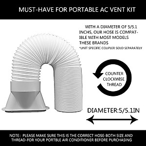 YUESUO Portable AC Window Vent Kit with Hose, 3Pcs Window Slide Kit Plate + 5'' Window Adapter Tube Connector + 5" Exhaust Hose (9 Pack)