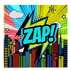 Comic Superhero Standard Party Supplies Pack (109 Pieces for 20 Guests) - Superhero Party Decoration, Plates and Napkin, Super Hero Brithday Party for Boys, Blue Orchards