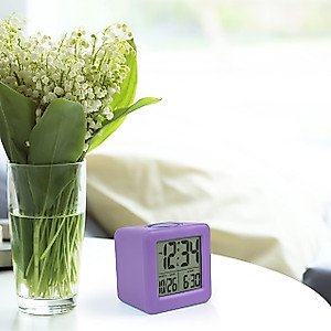 Equity 73004 Purple Soft Cube LCD Alarm Clock with Smart Light