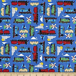 Riley Blake All Aboard With Thomas & Friends Sodor Blue, Fabric by the Yard