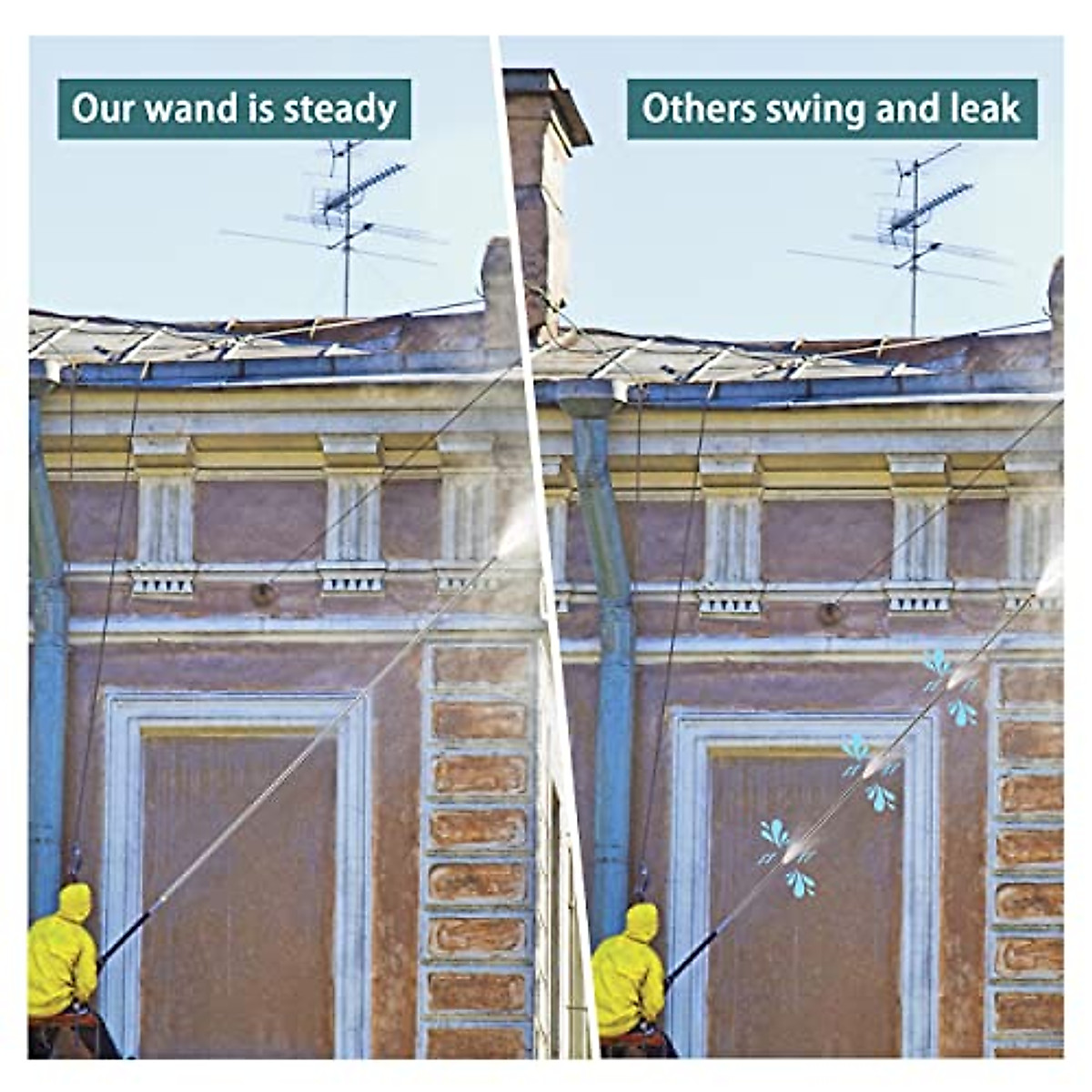 PWACCS 120 Inch Pressure Washer Wand – Power Washer Extension Wand Replacement – Universal Spray Lance for Pressure Washers – 1/4" Quick Connect Fittings – Stainless Steel – 2 Pack – 60 Inch Each