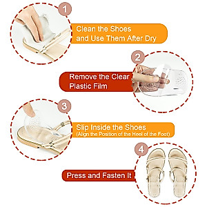 Heel Cushions Cups Shoe Insoles for Achilles Tendinitis, Plantar Fasciitis, Arch Support Shoe Inserts for Flat Feet, Gel Heel Pads for Heel Pain, Heel Spurs-Two Pairs (Small, Clear)