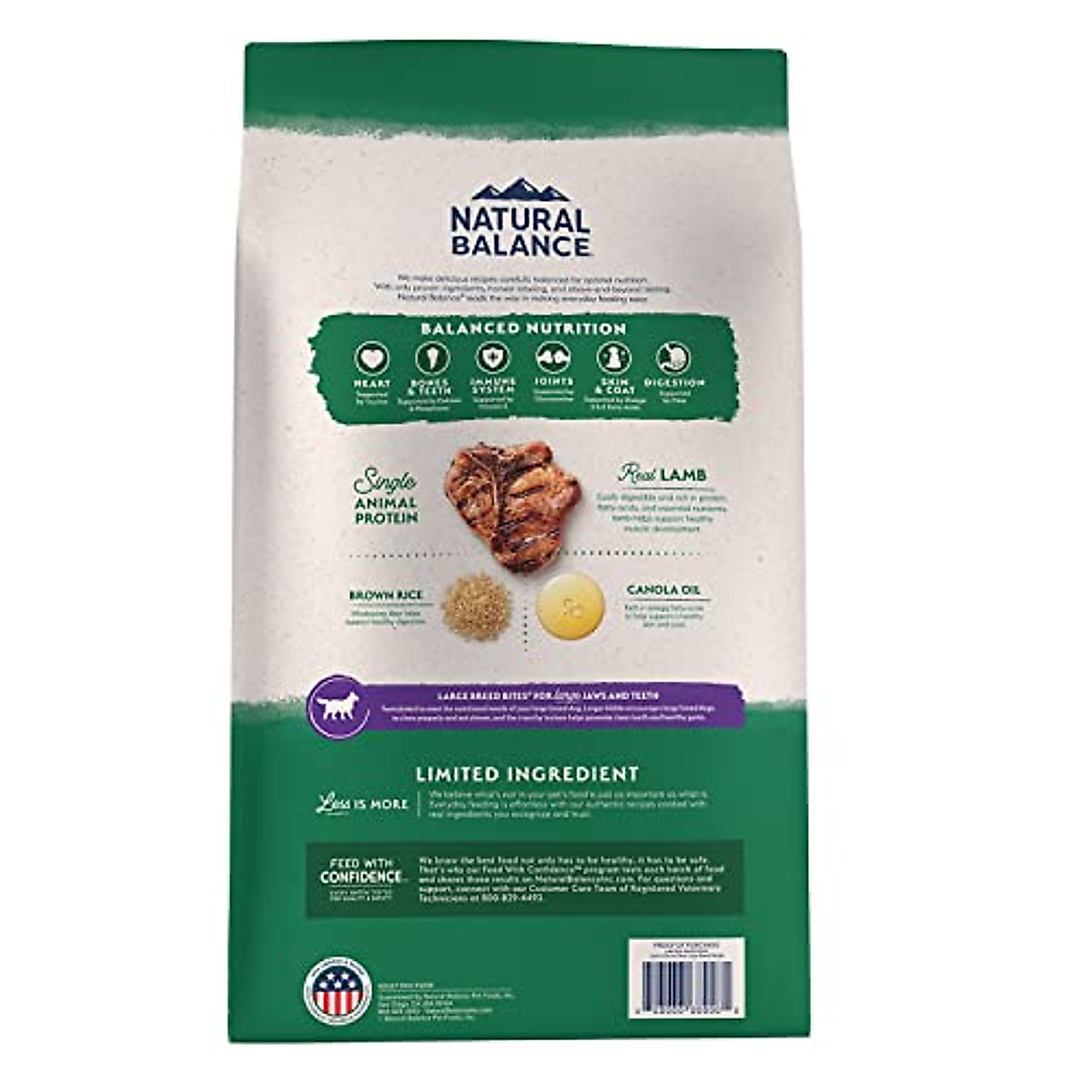 Natural Balance Limited Ingredient Large Breed Adult Dry Dog Food with Healthy Grains, Lamb & Brown Rice Recipe, 26 Pound (Pack of 1)