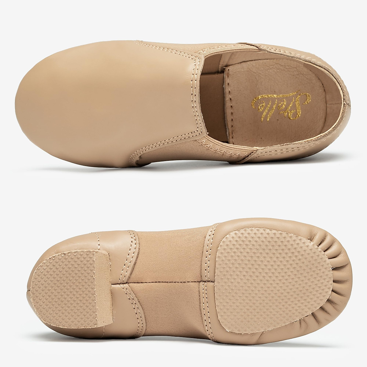 Stelle Jazz Shoes for Girls and Boys Slip-On Leather Dance Shoes (Toddler/Little Kid/Big Kid)(SJ05-Tan,1ML