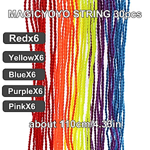 MAGICYOYO 30 Pack Professional Yoyo Strings Replacement for Responsive Yoyo, Unresponsive Yoyo String, 100% Polyester Yo Yo Strings Pack, Blue, Green, White,Yellow, Orange Mixed