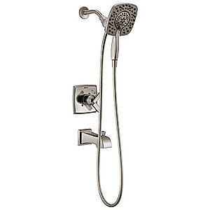 Delta Faucet Ashlyn 17 Series Dual-Function Tub and Shower Trim Kit with 2-Spray Touch-Clean In2ition 2-in-1 Hand Held Shower Head with Hose, Stainless T17464-SS-I (Valve Not Included)
