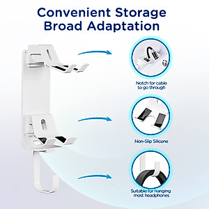 Wabracket 4 in 1 Controller and Headphone Wall Mount Holder Bundle, Universal Wall Mount for PS5 Slim/Xbox Series S &X /Switch Pro Game Controller, Stand Bracket Hanger, with a 2 in 1 Charging Cable