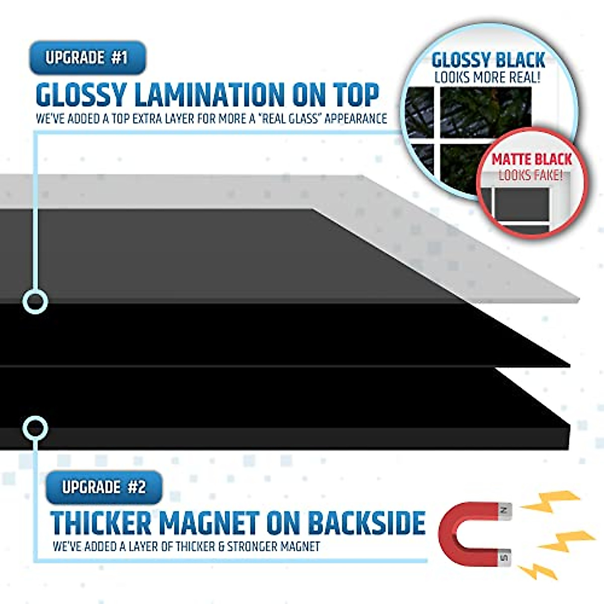 Strong & Glossy Magnetic Garage Door Windows - Fits 1 Car Garage - Looks Like Real Window Panels/Faux Panes - Decorative Hardware Kit - Easy to Align & Will Never Fall (Upgraded Magnets) | 16pcs 4"X6