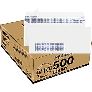 500#10 Single Left Window SELF Seal Security Envelopes, Designed for QuickBooks Invoices & Business Statements, Computer Printed Checks Peel and Seal Flap Number 10 Size 4-1/8 x 9-1/2 Inches, 24 LB