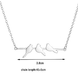 AKTAP Bird Necklace Birds on a Branch Necklace Three Little Birds Inspired Love Bird Jewelry