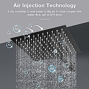 Wiserset Black Shower Faucet Set Stainless Steel 10in Rainfall Shower Head with Handheld 3 Functions Shower System Brass Pressure Balance Shower Valve