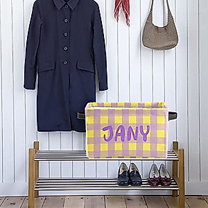 Foldable Personalized Basket Toy Box for Boys Girls Waterproof Custom Storage Baskets Bin with Name Closet Shelf Nursery Customized Boxes Cubes Organizer with Handles, 1 Pack