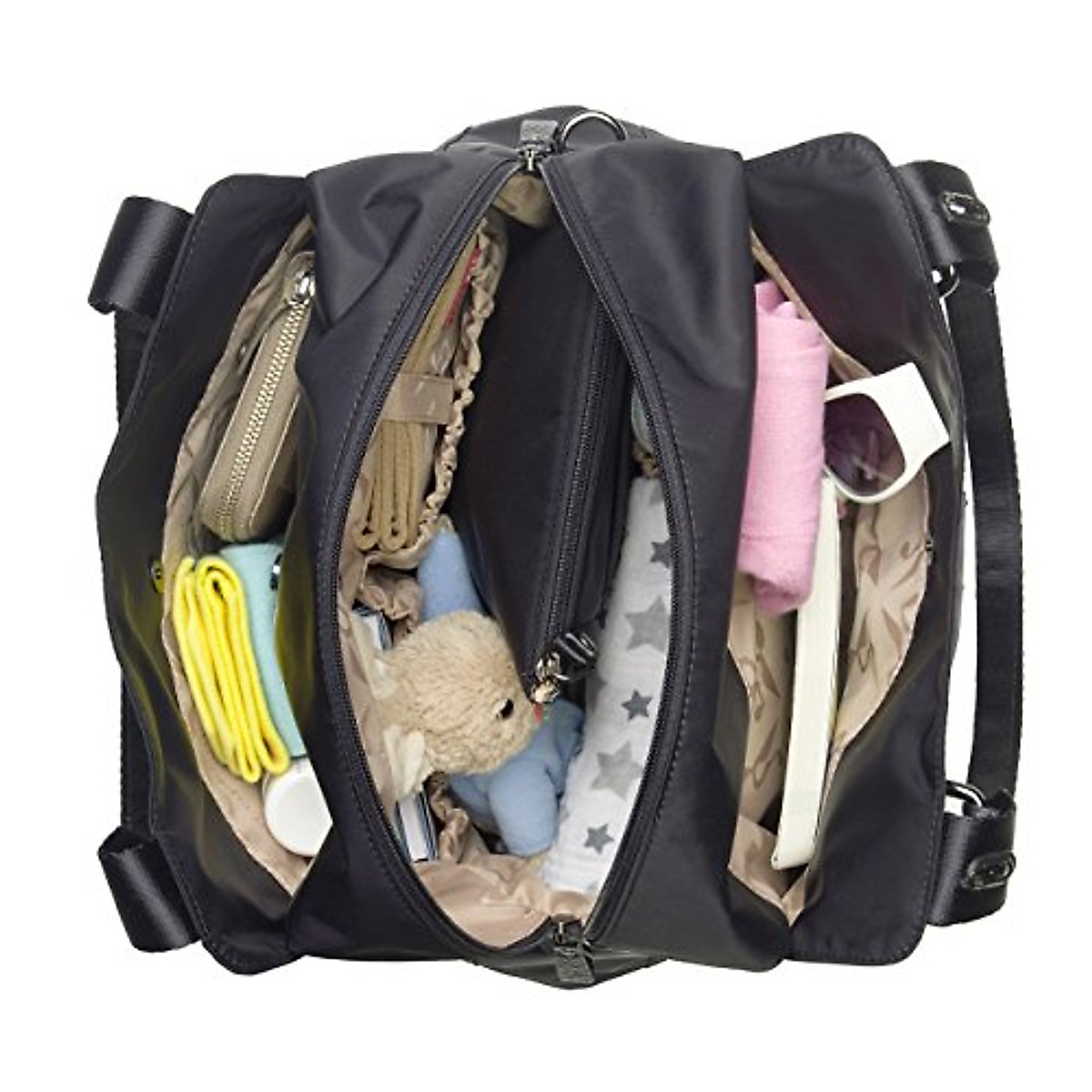 Storksak Alexa Luxe Leather Shoulder Bag Diaper Bag, Black