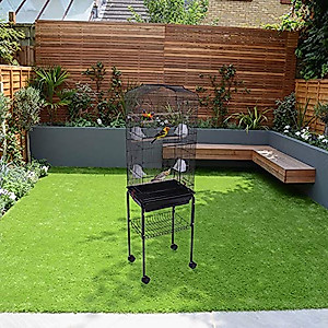 YJJT Bird House Pole Birdcages Bird Cages for Parakeets - Bird Carrier Box with Stand - Breeding Nest Perch Habitat, Slide-Out Tray, Easy to Move, for Lovebirds, Parrotlets, Swallows, 59 Inches