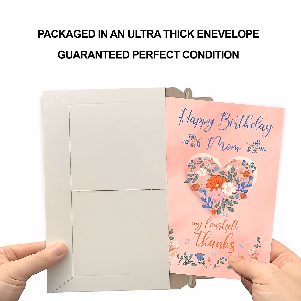 Prime Greetings Heartfelt Birthday Card For Mom (Mother), Made in America, Eco-Friendly, Thick Card Stock with Premium Envelope 5in x 7.75in, Packaged in Protective Mailer