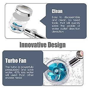 Tnnluku Turbo Hydro Jet Shower Head, 360 Turbo Propeller Head Hydro High Jet Pressure Shower Jet Head - Vortex Shower Head Fan High Pressure with Fan Filter and Pause Switch, Turbo Shower Head Purple