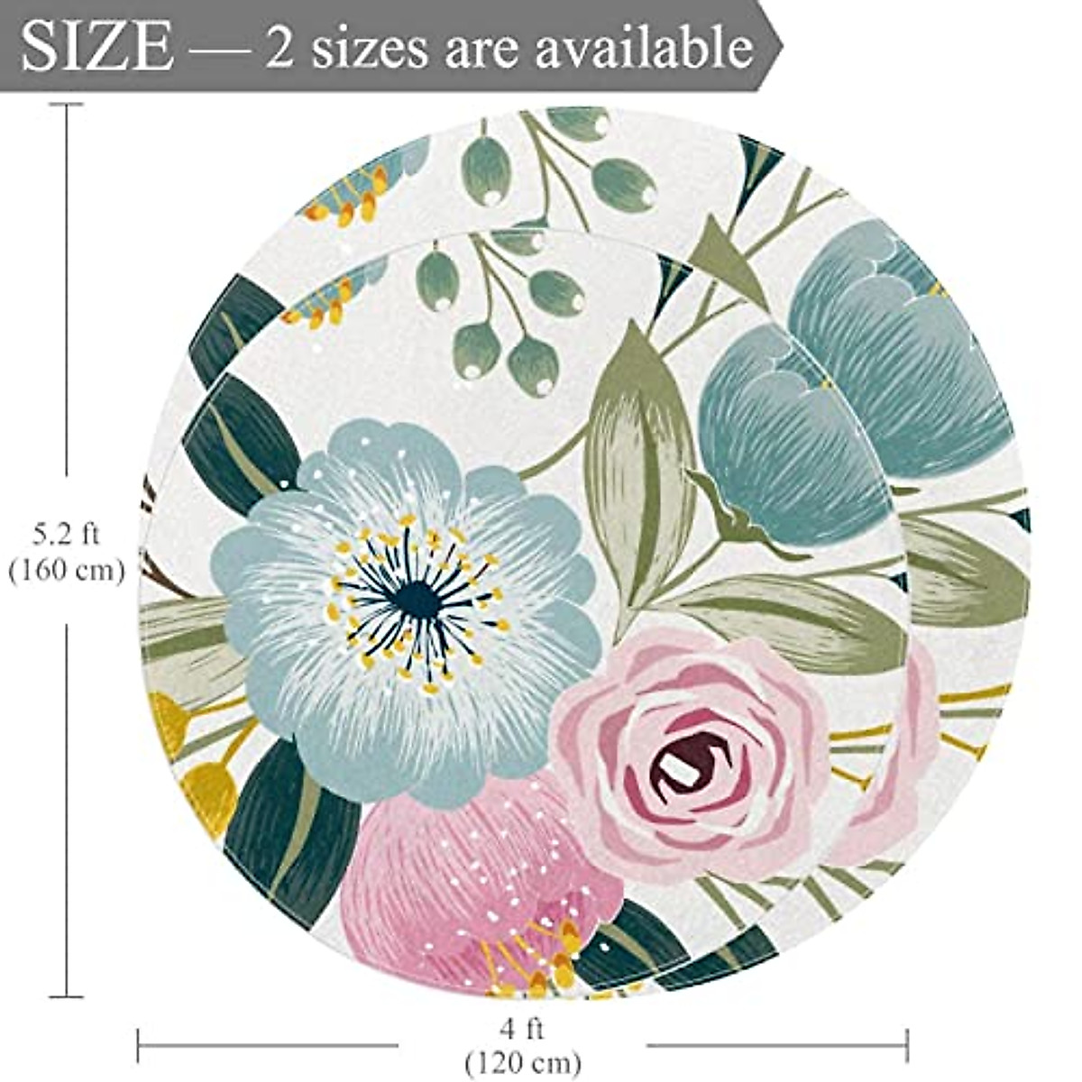 Area Rugs for Bedroom, Luxurious Soft and Thick Non-Slip Carpet for Baby Room, Nursery Modern Decor Rug, Modern Pastorable Flower Spring Floral