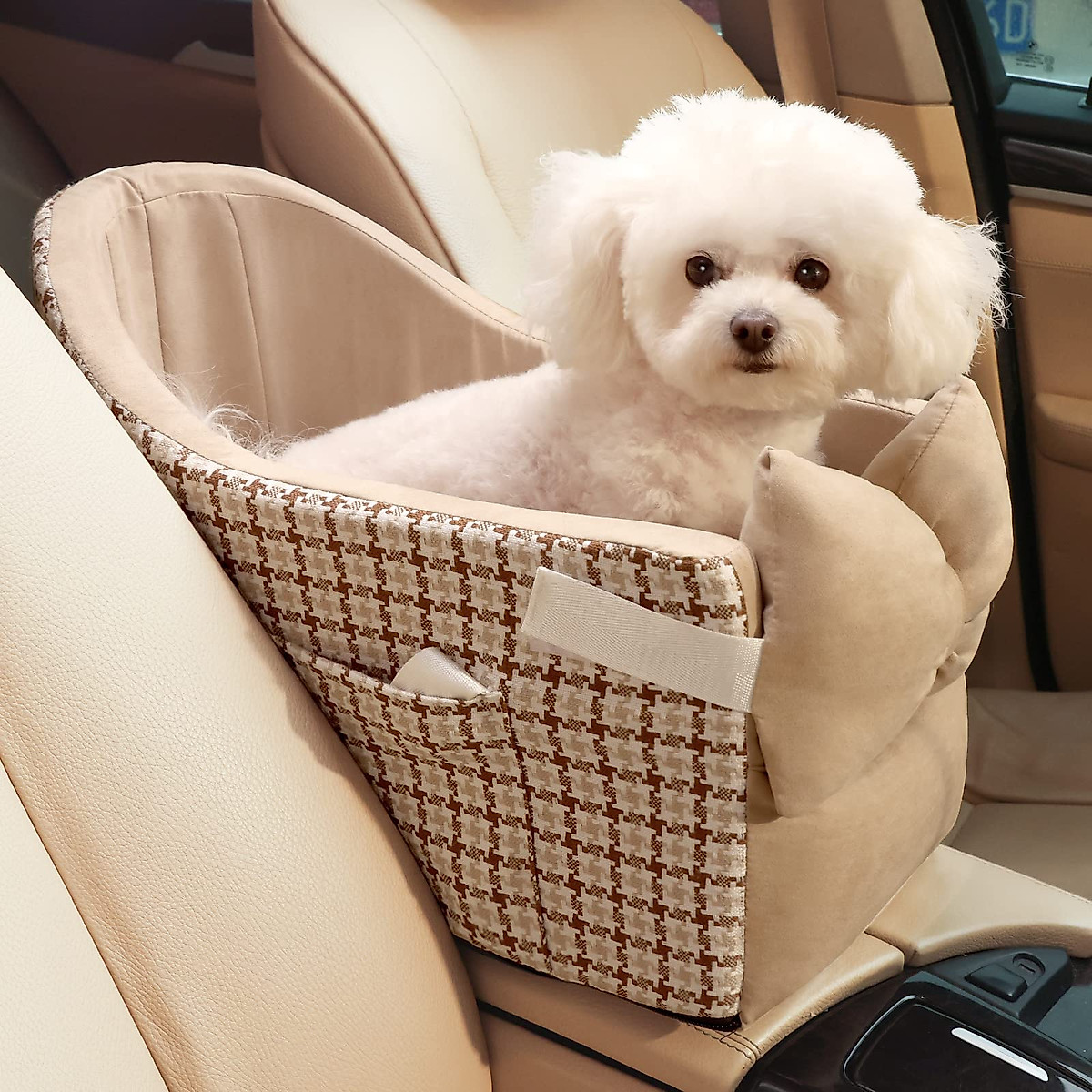 Doggie Car Seat - Booster Seat for Small Dogs 0-15 Ibs (Brown)