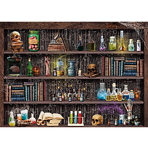 Mad Scientist Laboratory Backdrop for Kids Halloween Magic School Background Spooktakular Creepy Skull Poison Apothecary Witch Kitchen Hallowmas Baby Shower Party Decorations Banner (7X5FT(82x59inch))