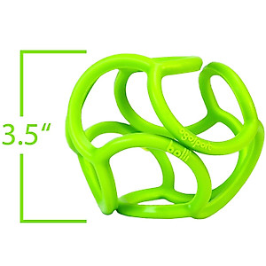 OgoBolli Teething Ring Tactile Sensory Ball Toy for Babies & Kids - Stretchy, Soft Non-Toxic Silicone - Ages 3 Months and up - Green