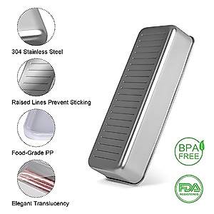 SIUDANGKA 2 Pack Bacon Container for Refrigerator, Stainless Steel Airtight Deli Meat Container for Fridge