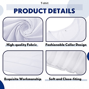 Handepo 6 Pcs Sublimation Men's Blank White T-Shirts, Polyester Crew Neck Short Sleeve for Printing (M Size)