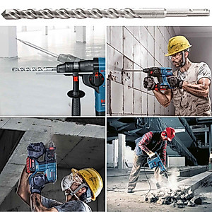 Rotary Hammer Drill Bits Set SDS Plus Bits Set Masonry Chisel Set 17pcs Drills for Impact Rotary Hammer Carbide-Tipped 4 Flutes Drill Bit for Bricks, Blocks, Stone with Storage Case