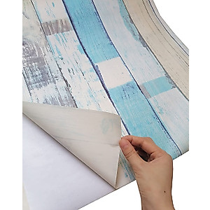 17.7x195 Inches Self Adhesive Vinyl Colorful Beach Wood Look Contact Paper Shelf Liner for Kitchen Cabinets Dresser Drawer Table Cupboard Bookshelves Funiture Wall Decor