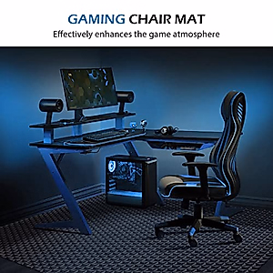 SALLOUS Chair Mat for Hard Floor, 63" x 51" Vinyl Gaming Chair Mat for Hard Surface, Multi-Purpose Hard Floor Protector Desk Chair Mat for Home Office, Not for Carpet (Black)