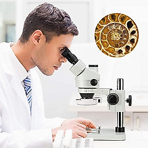 SWIFT Professional Trinocular Stereo Zoom Microscope,WF10X Eyepieces,3.5X-90X,0.7X-4.5X Zoom Objective,56-Bulb LED Ring Light, 0.5X 2.0X Barlow Lenses,Large Pillar-Style Table Stand