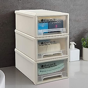 Sosody Plastic Compact Stacking Storage Drawer Unit, 6 Quart, 3 Packs