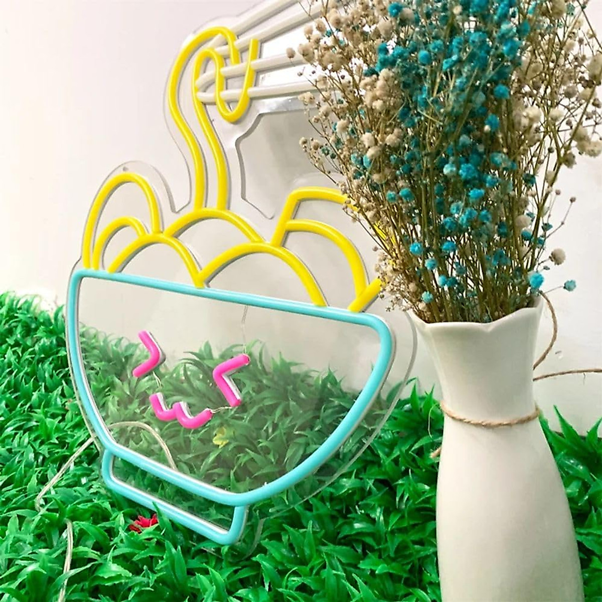 AMANYMX Ramen Neon Sign Custom Led Neon Signs for Wall Decor,Noodle Light Up Signs,Personalized Led Neon Signs for Resturant Home Kitchen Dinning Room Decorations,Size:17inch