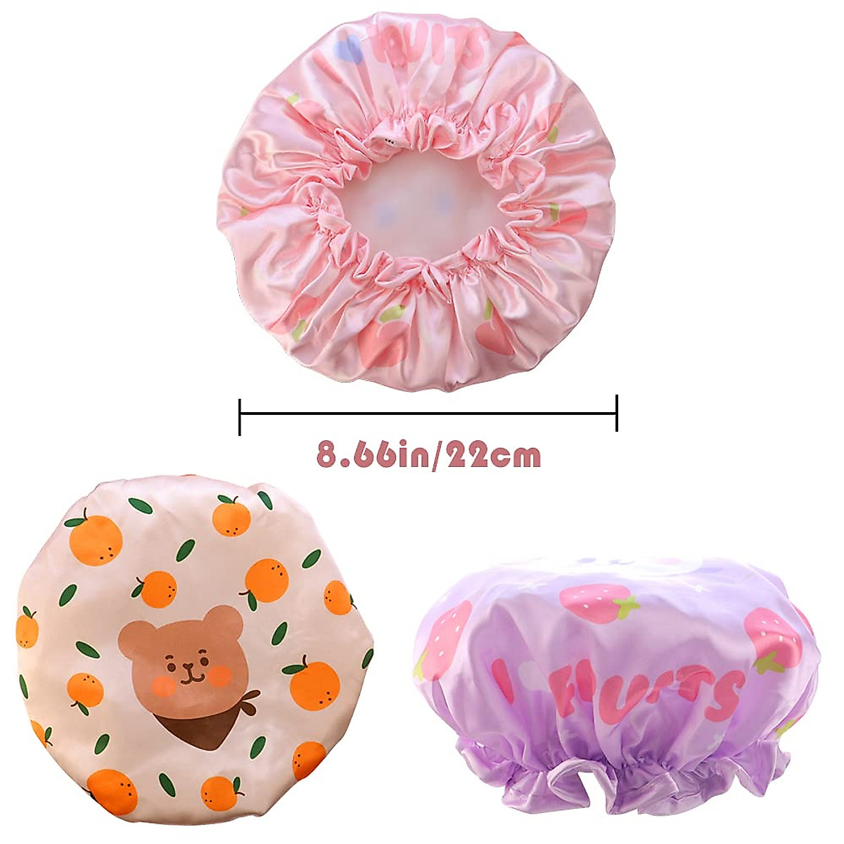 TCOTBE 3 Pcs Kids Shower Caps Rabbits Prints Double Layers Children Shower Caps PEVA Bath Hats for Kids Reusable Cartoon Animal Kids Bonnets Hair Covers for Boys and Girls