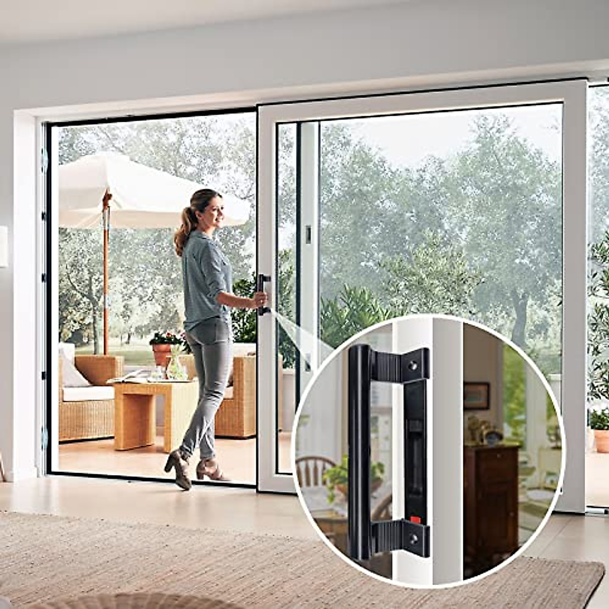 Young Dance Sliding Door Handle 8" Aluminum Alloy Sliding Glass Door Pull - Patio Door Handle Fits 6-5/8 in Mounting Holes for Old or Damaged Door Pull - Perfect for Patio and Glass Doors (Black)