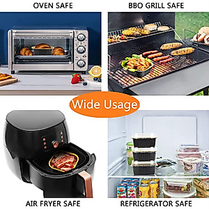 AXZTYYLA Square Baking Cups, 50pcs 5oz Aluminum Foil Mini Cake Pans with Lids, Disposable Creme Brulee Ramekins Muffin Tins Flan Cupcake Liners Dessert Cups Containers with 50 Spoons (Black, 50pcs)