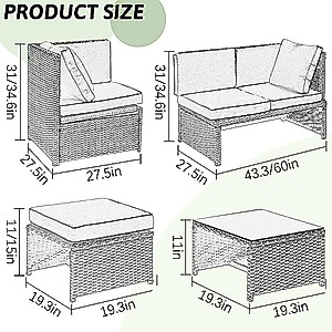 Pieryakers Outdoor Patio Furniture,Rattan Outdoor Furniture Sectional Sofa 4 Piece, All Weather Outdoor Couch,PE Wicker Rattan Outdoor Lounge Patio Sofas with Cushions for Backyard, Poolside, Yard,etc