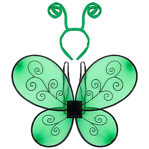 Funcredible Green Bug Wings and Antenna Headband - Fly Wings - Mantis Antenna Headband - Fly Costume - Insect Costume for Kids and Adults