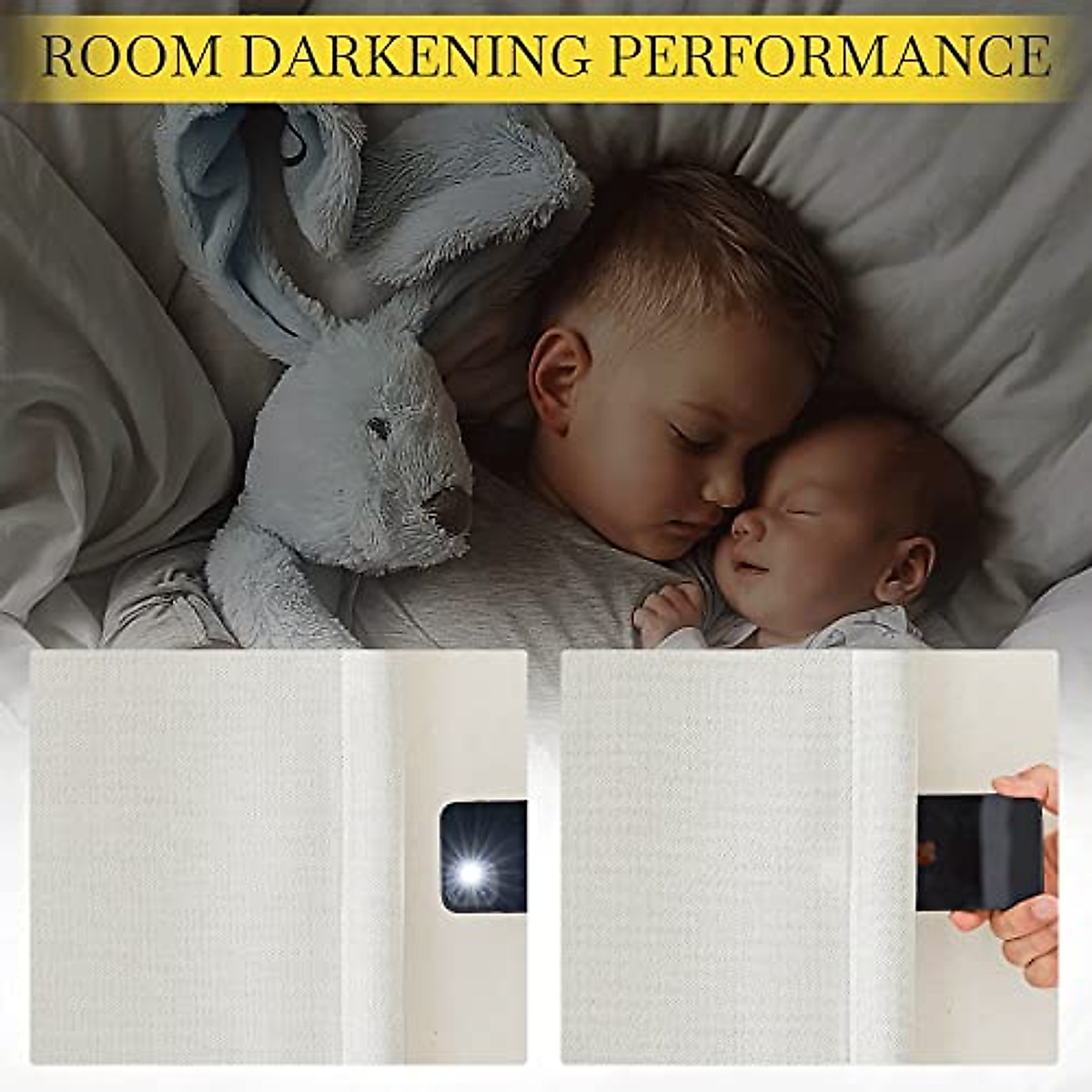 NICETOWN Room Darkening Faux Linen Curtains for Bedroom, Rod Pocket/Back Tab/Hook Belt Linen Burlap Light Blocking Noise Dampening Curtains for Living Room, Natural, W50 x L108, 2 Panels