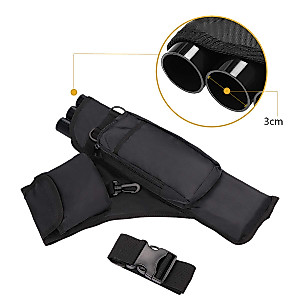 abcGoodefg 3 Tube Hip Archery Arrow Quiver Holder with Pockets and Adjustable Strap for Hunting Training (Black)