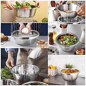 Gulex Colander 304 Stainless Steel 3-quart with Mixing Bowls, Strainer for Kitchen Food For washing vegetables, fruit, rice, Dishwasher Safe. (2PC)