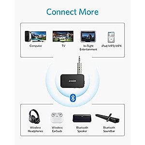 Anker Soundsync Bluetooth 5.0 Transmitter, 13-Hour Long Battery Life, aptX Low Latency, Dual Device Connection for TV, PC, CD Player, iPod / MP3 / MP4 Player, iPad/iPad Air/iPad Mini, and More