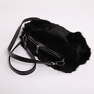 URSFUR Women Warm Hand Muff Genuine Rabbit Bag Purse Winter Hand Warmer