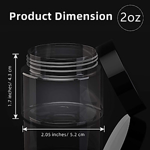 Patelai 4 Pieces Round Clear Wide-mouth Leak Proof Plastic Container Jars with Lids for Travel Storage Makeup Beauty Products Face Creams Oils Salves Ointments DIY Making or Others (Black,2 Ounce)