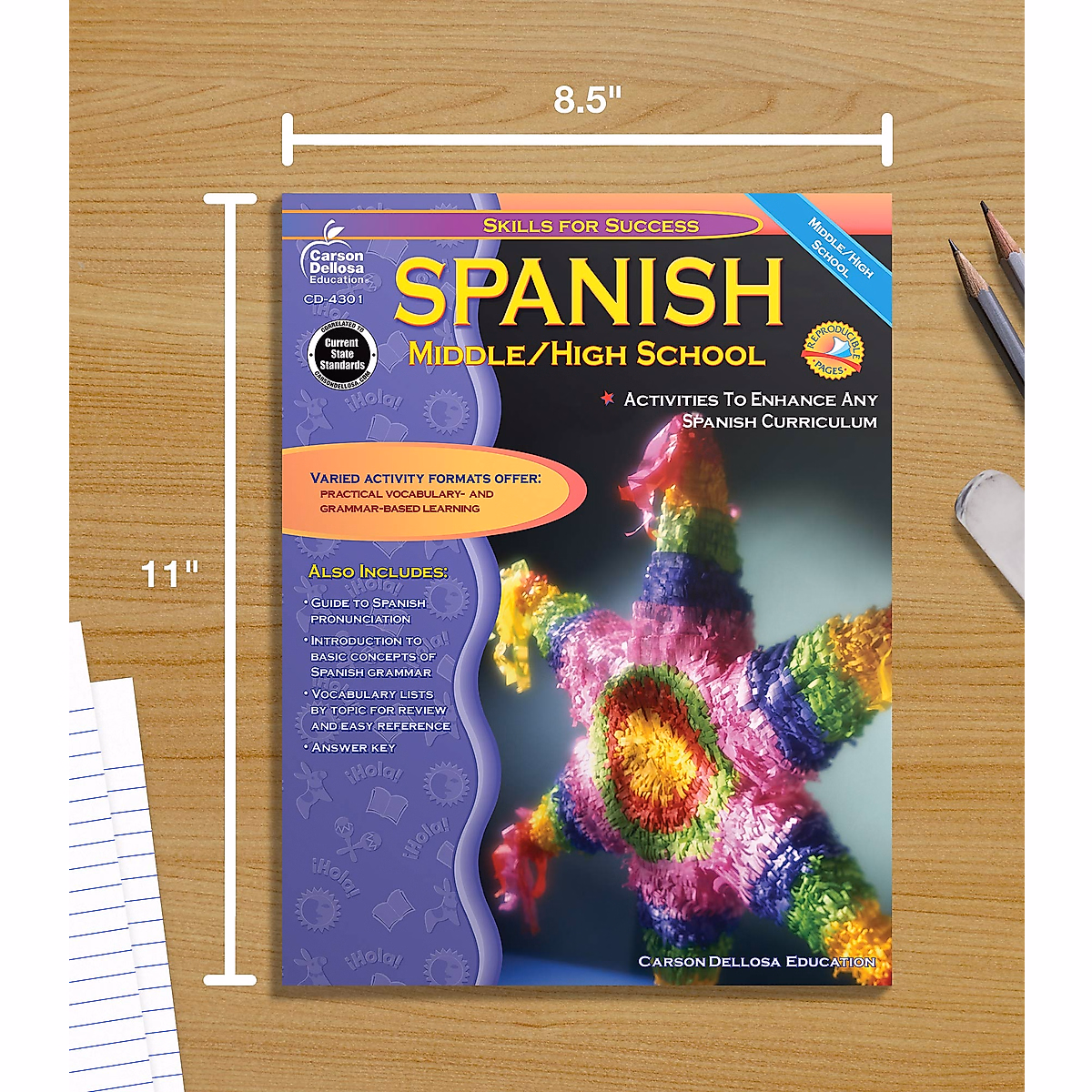 Skills for Success Spanish Workbook Grades 6-12 , Middle School and High School Vocabulary Building, Grammar Practice for Homeschool or Classroom (128 pgs)