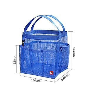 Jovilife Mesh Shower Caddy Quick Dry Hanging Shower Tote 10 Pouch Portable Bathroom Caddy Organizer with Key Hook 8.7INCH Width Large Mesh Shower Tote Portable for Dorm Camp Beach Pool