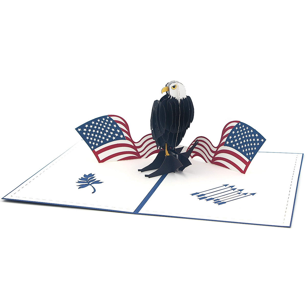 Ribbli USA Eagle Handmade 3D Pop Up Card,Greeting Card,Bird Card,National Flag Card,Patriotic Card,Birthday Card,For Memorial Day,4th of July,Flag Day,Independence Day,Veterans Day,with Envelope