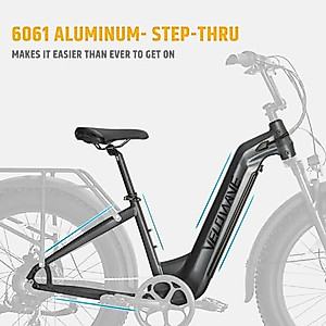VELOWAVE Electric Bike 26" Fat Tire Ebike Electric Bike for Adults with Peak 1200W Brushless Motor 48V 15AH Removable LG Cell Battery Step-Thru E Bike Shimano 7-Speed